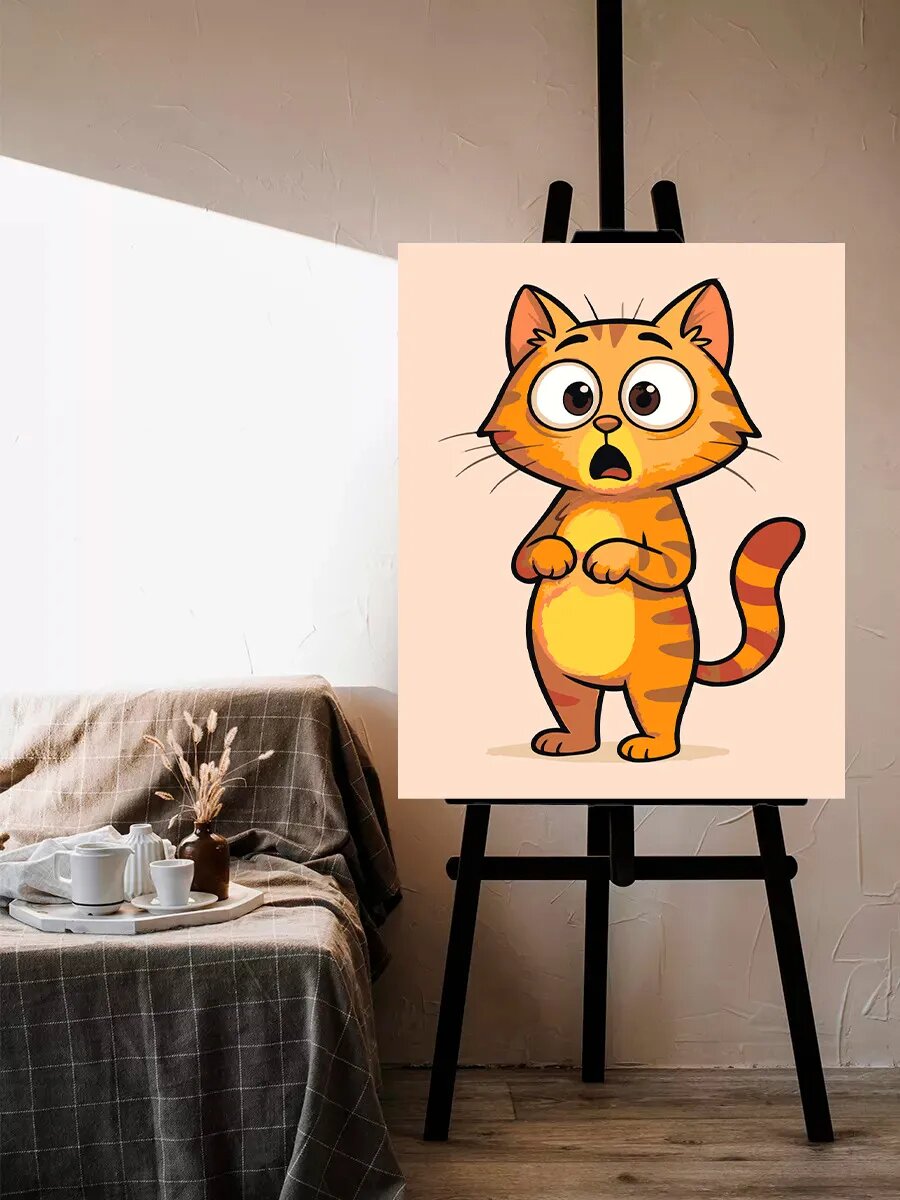 Картина по номерам Мультяшный Рыжий Кот Животное
