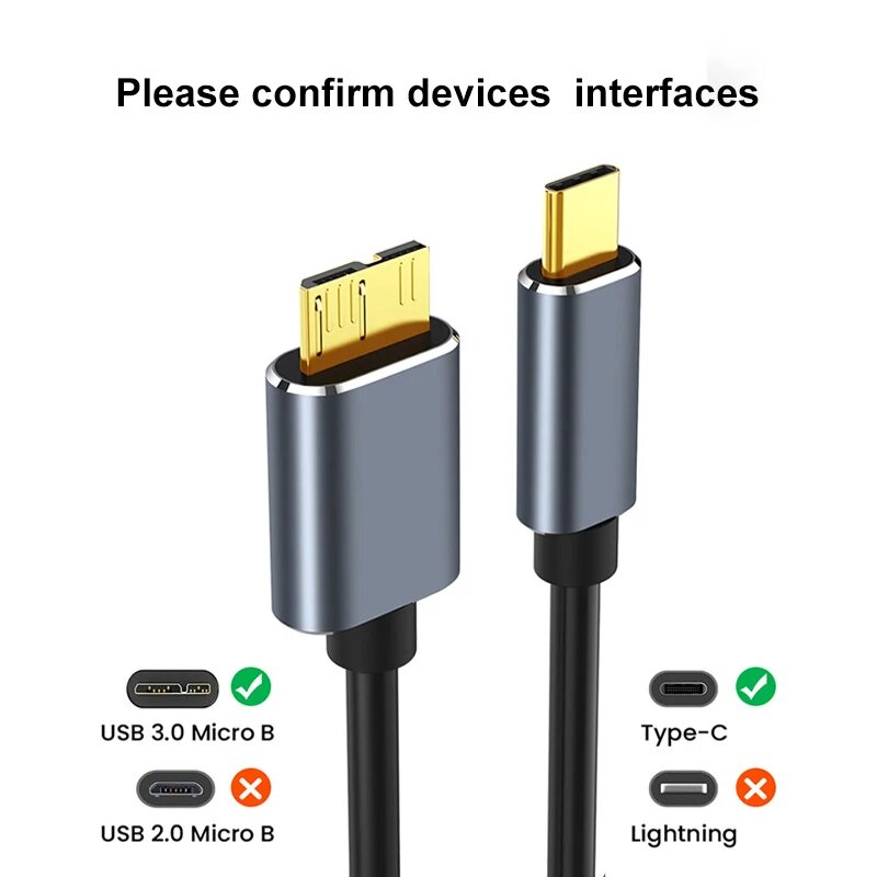 Кабель Micro B USB 3.0 Type-C, 25cm — фото 1