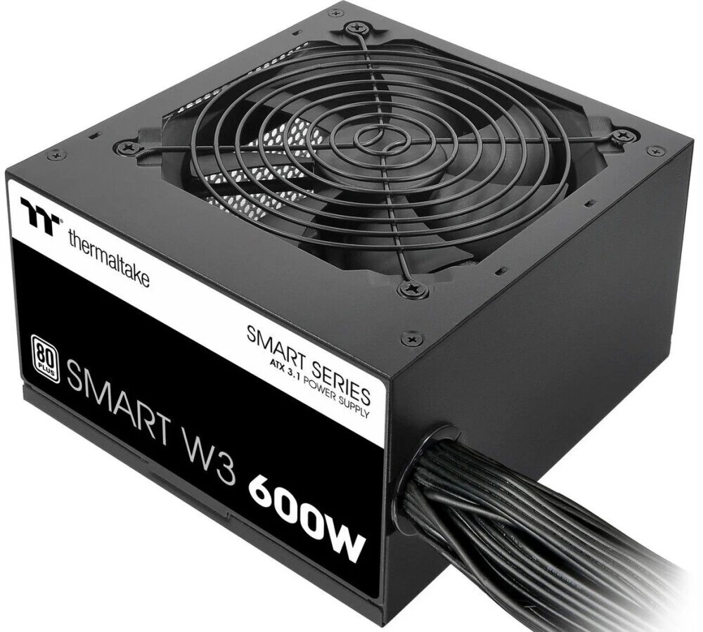 Блок питания Thermaltake Smart W3, 600W, 80 Plus, ATX 3.1 PS-SPW-0600NNFAWE-1, 600Вт, 120мм