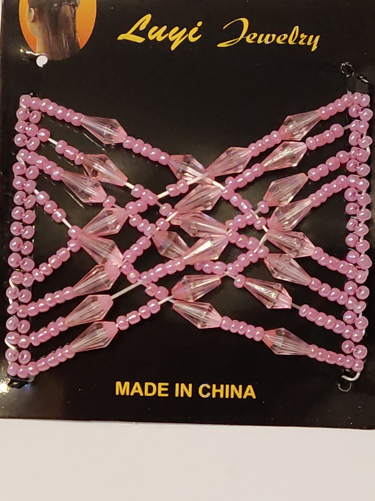 Заколка-сетка для волос, "Жемчужная", розовая, с 2 гребнями