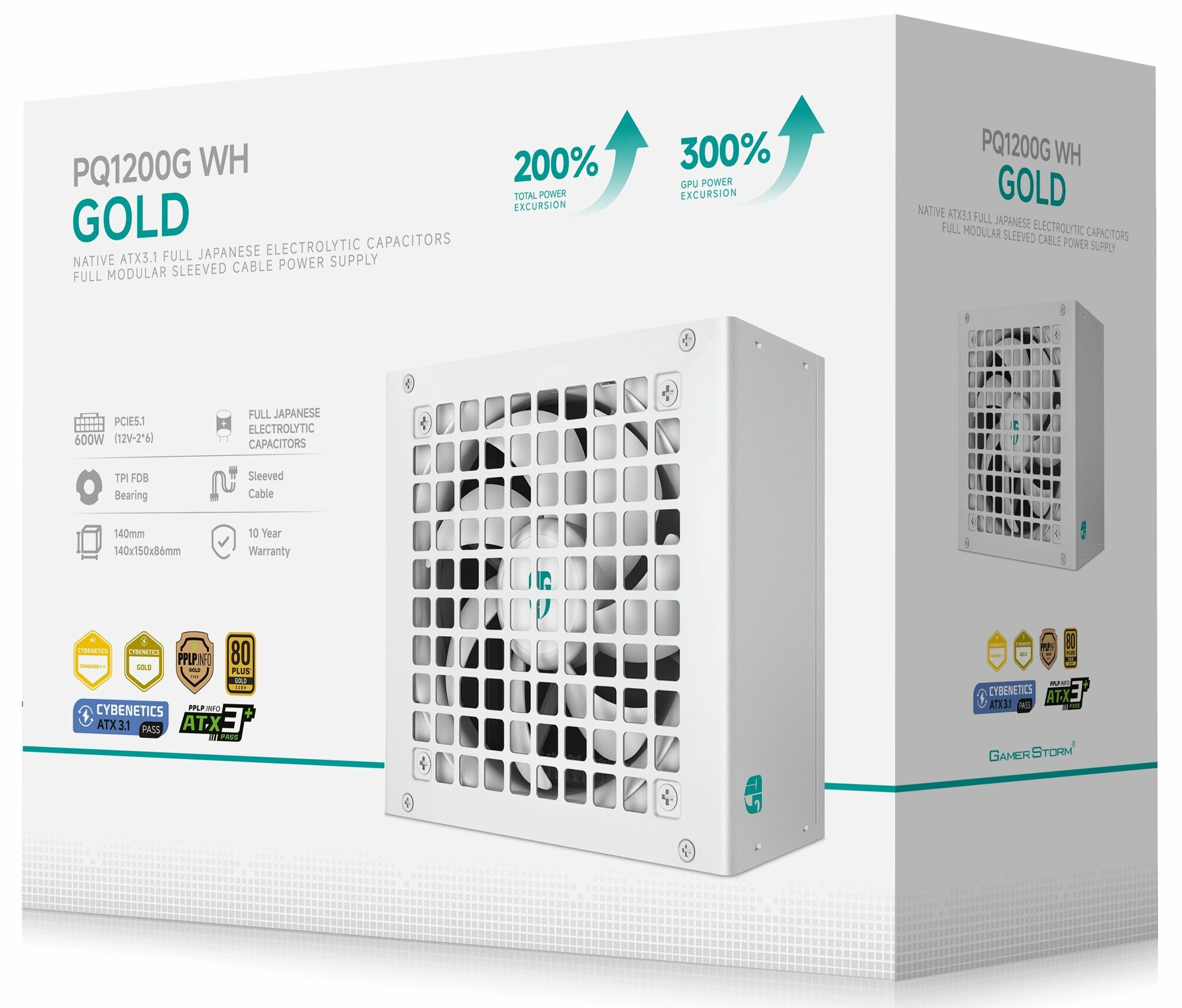 Блок питания DeepCool PQ1200G , 1200Вт, 80Plus Gold, белый