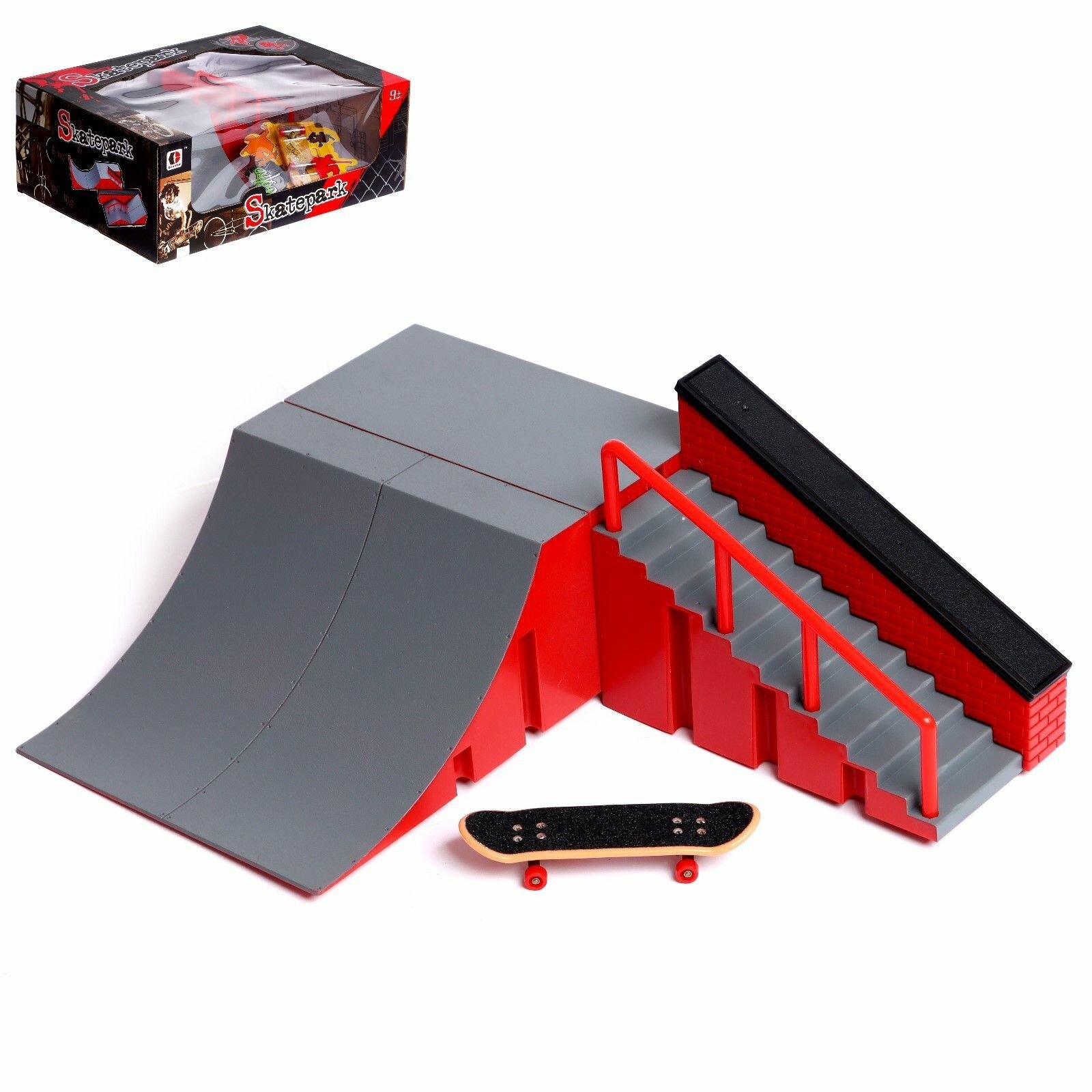 Скейт-парк "Рампа с лестницей", с пальчиковым скейтом, для мальчиков