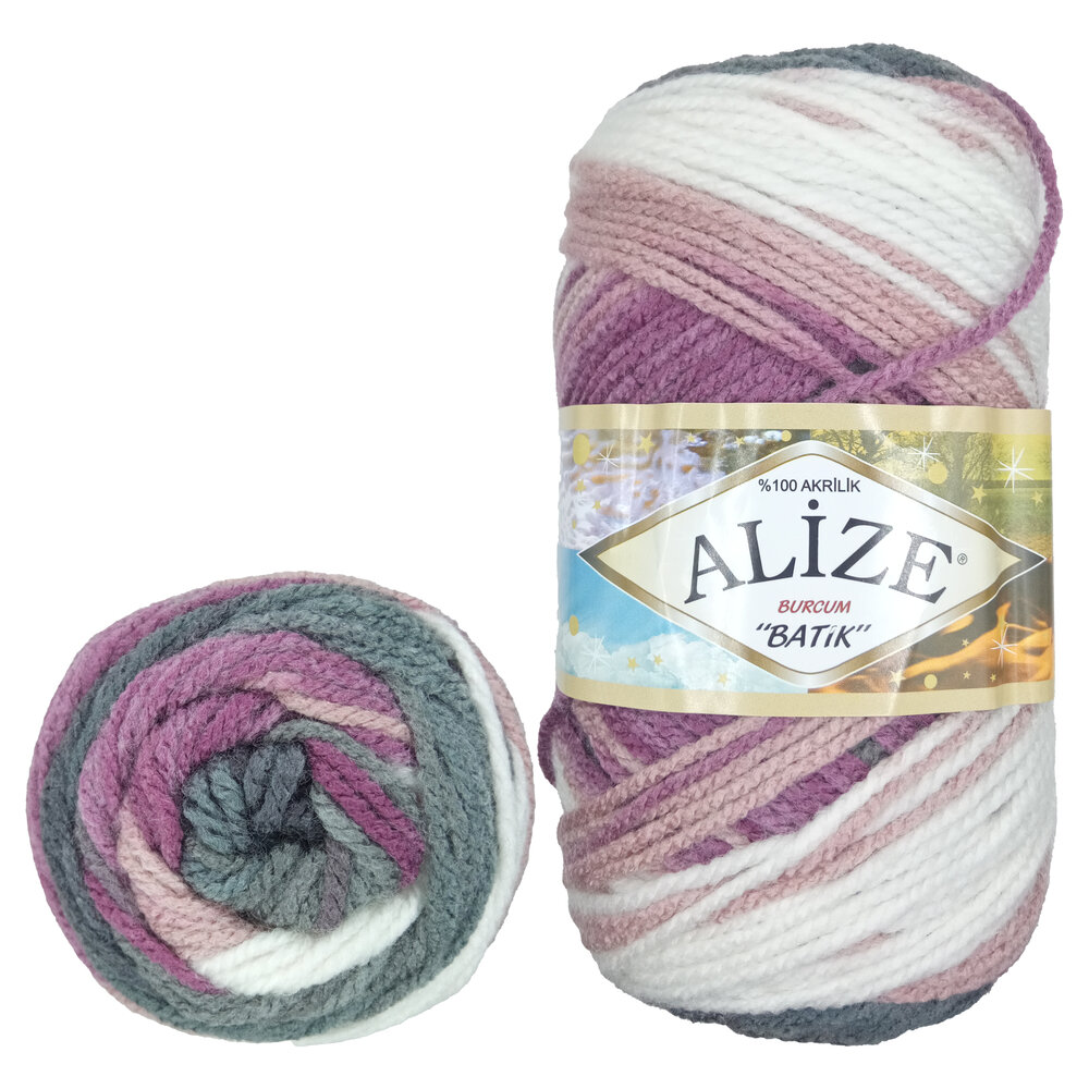 Пряжа для вязания Alize Burcum batik 1986 серый сиреневый 100 гр/210 м 100% акрил