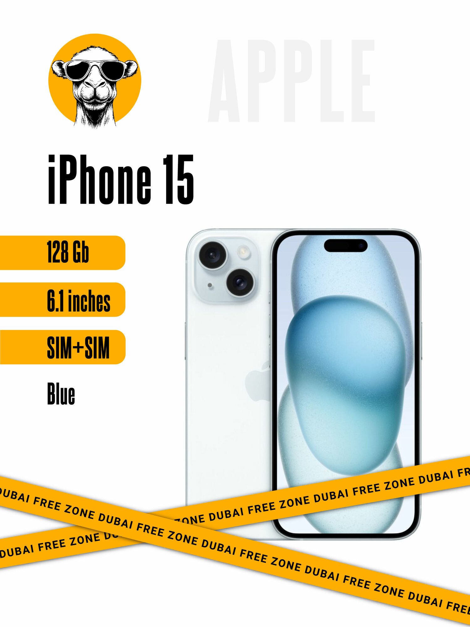 Смартфон iPhone 15 128GB Blue 2Sim