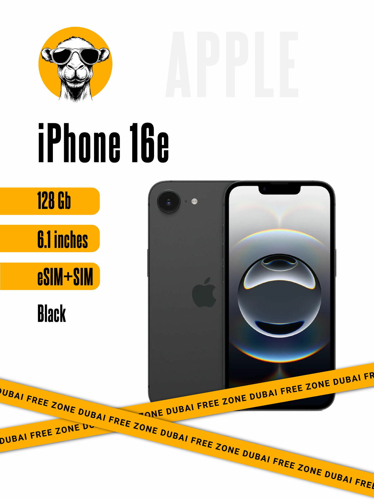 Смартфон iPhone 16e 128GB Black Sim+E-Sim