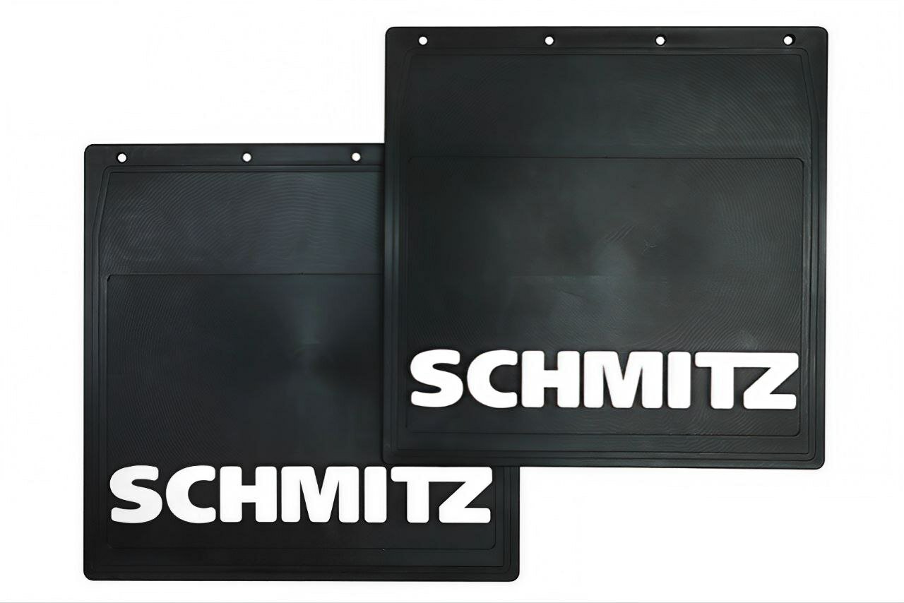 Брызговики задние на прицеп SCHMITZ 400*400 LUX черная резина с белой надписью (комплект)