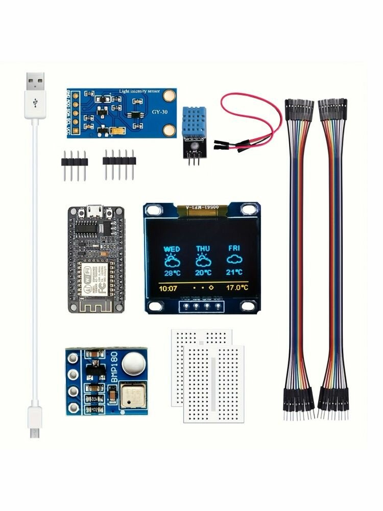 Комплект метеостанции - датчик давления BMP180 с контролем влажности и окружающей среды - ESP8266 KIT 8266 - идеально подходит для DIY метеорологических проектов и сбора экологических данных.
