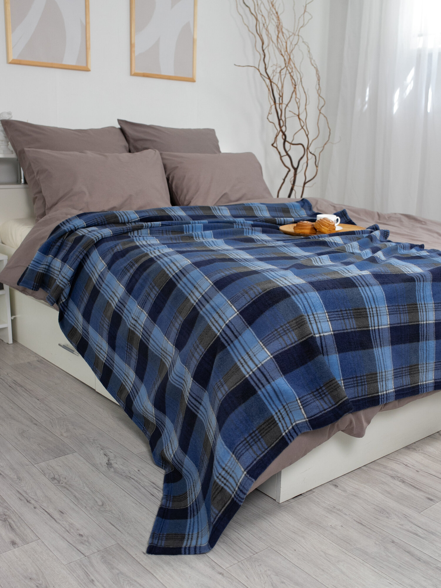 Плед 130х150 см флисовый теплый Wellness