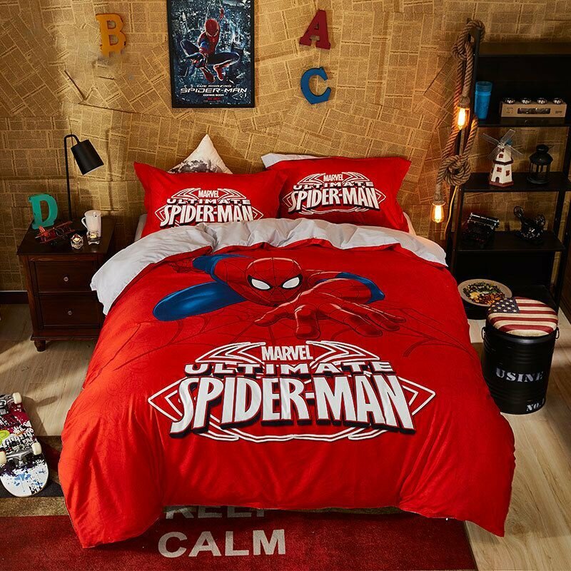Подушка чехол bedding spiderman с 3d набор для одеяла покрывала дитячая тема на простыню кровать игривая икона spiderman прикосновение одеяло