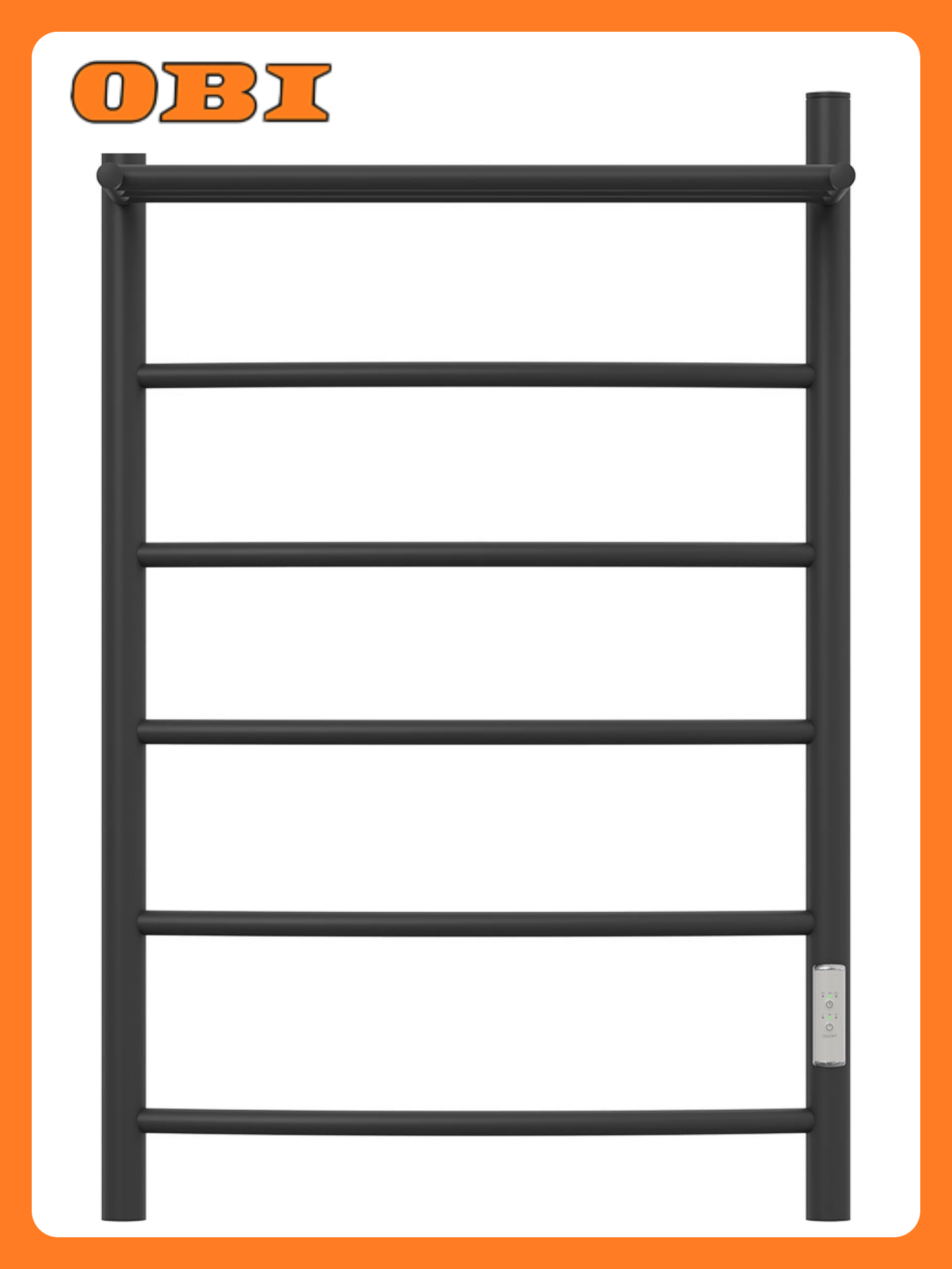 Полотенцесушитель Point Афина 5 перекладин + полка 500 х 800 электрический черный диммер справа