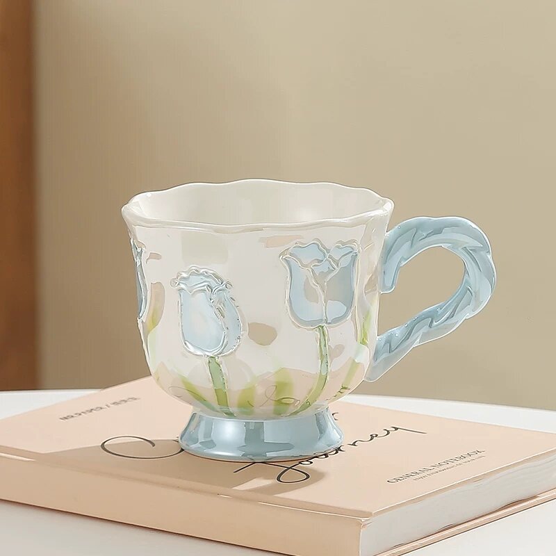 Фиолетовая кружка-тюльпан, 2024, новая чашка, высокопроизводительная керамическая чашка, офисная кофейная чашка для