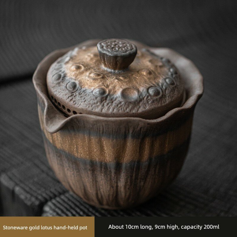 Ручная керамика с золотым покрытием, чайник в виде лотоса с фильтром и термостойкой ручкой, японский винтажный стиль