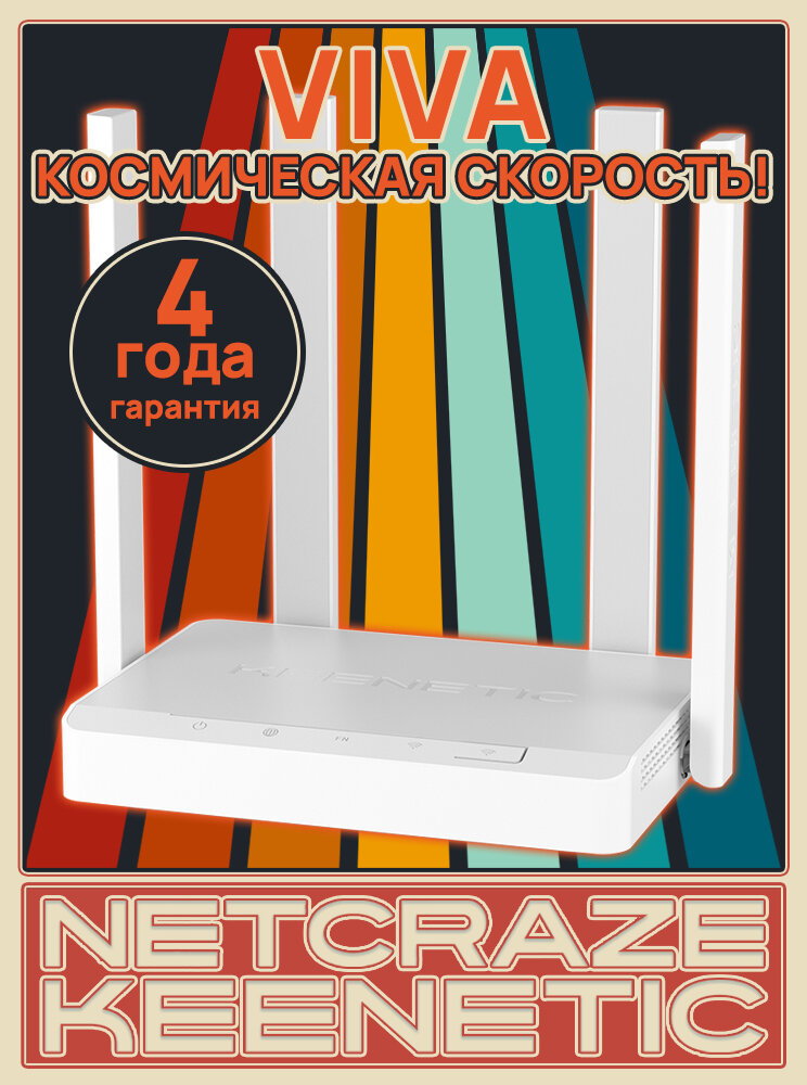 Гигабитный интернет-центр, роутер Netcraze Viva NC-1913 с Mesh Wi-Fi 6 AX3000, 4-портовым Smart-коммутатором и многофункциональным портом USB 3.0.