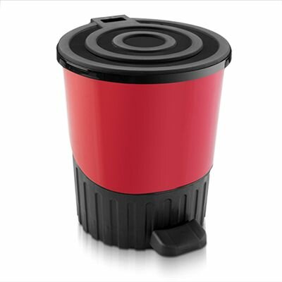 Ведро мусорное Домашняя Мода с педалью, пластмассовое, цвет красный, 8 л (01061)