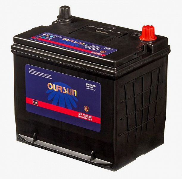 Аккумулятор автомобильный OURSUN JIS MF 75D23R 65Ah 560A ПП (232х173x225) D23R 232x173x225