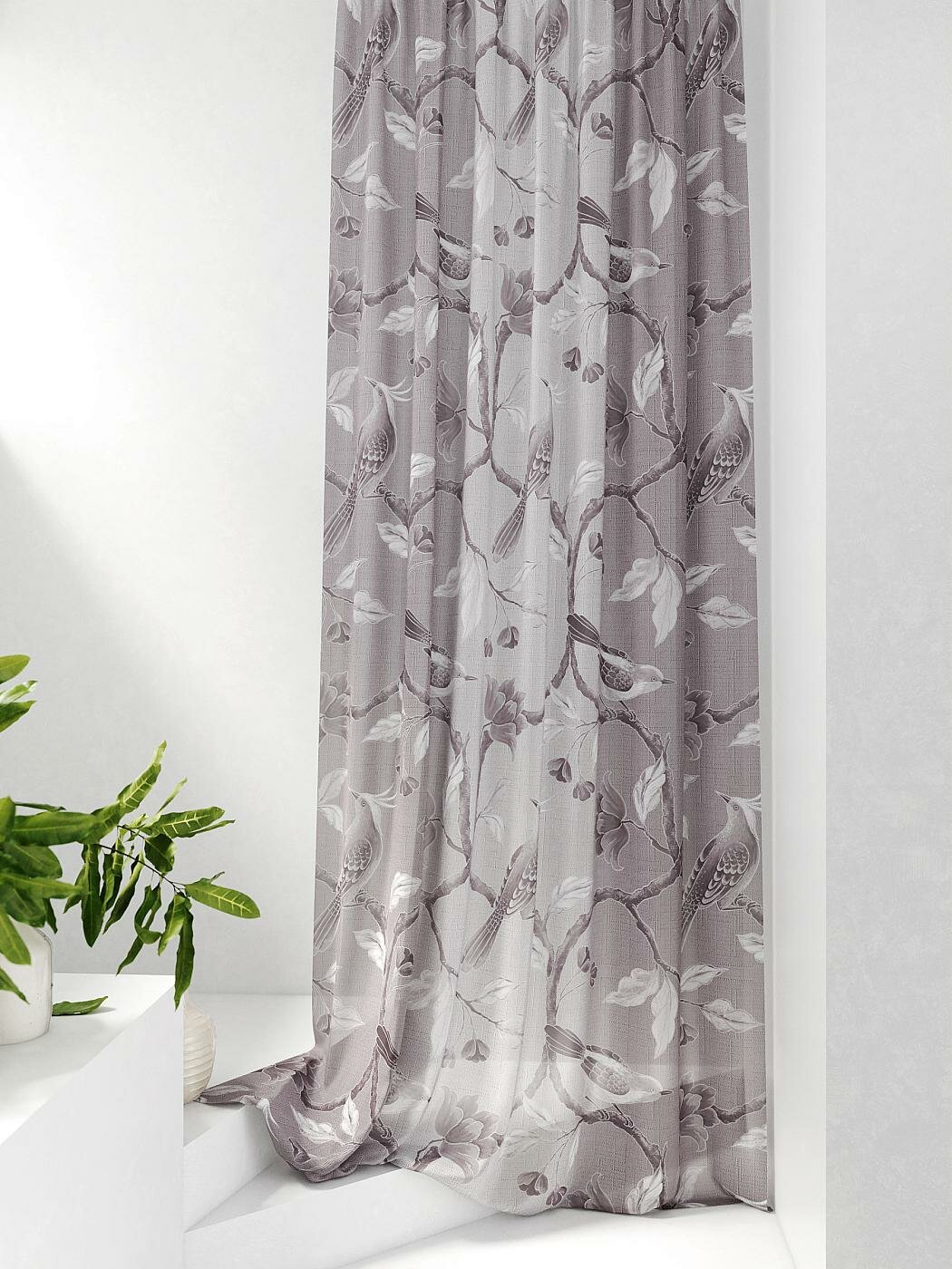 Штора для спальни и гостиной готовая 150x260 см с рисунком (589066-260)