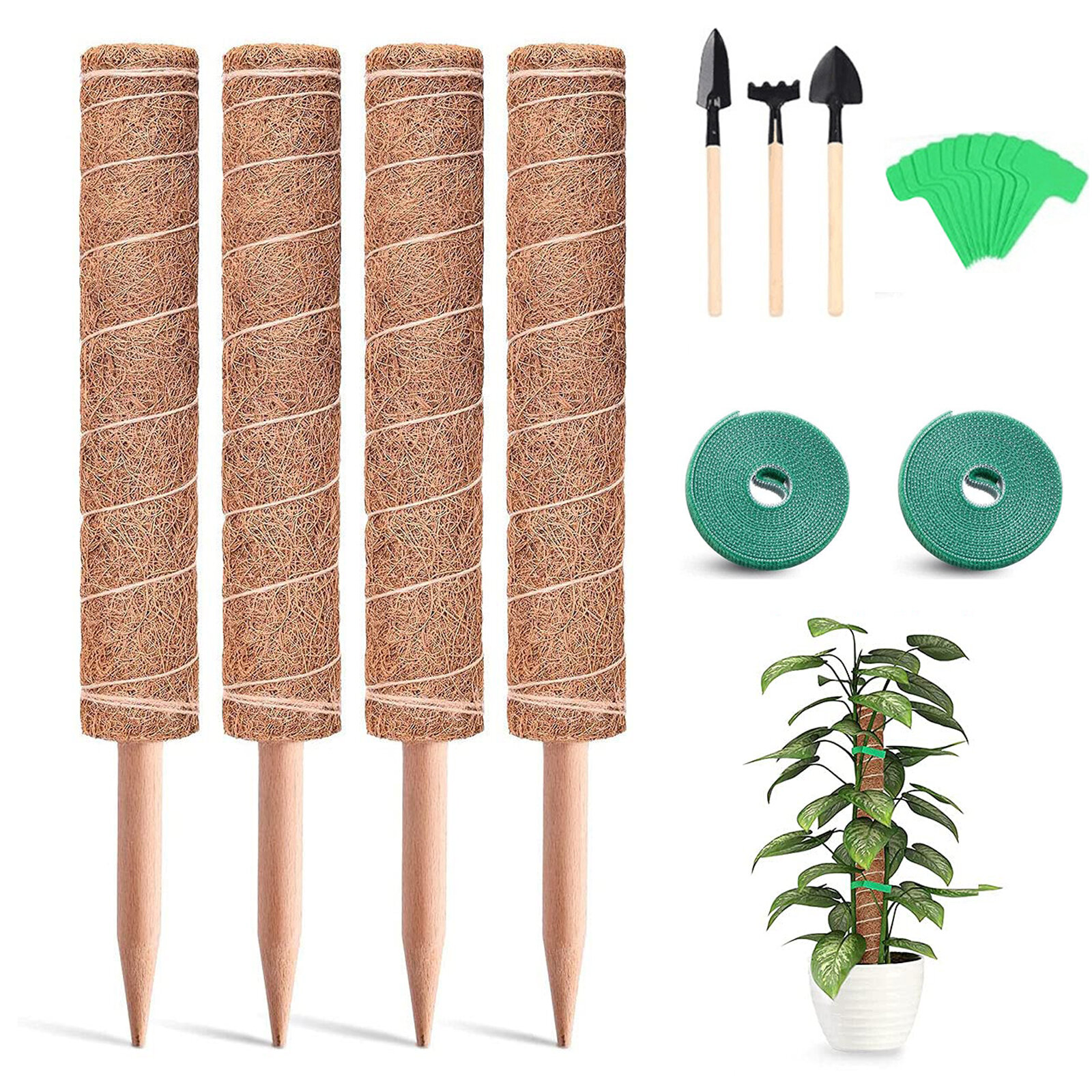 Столбы Кокосовые: 4 Штуки Регулируемая Высота Для Роста - Надежная Поддержка Тяжелых Растений Монстера Опора For Вьющиеся Растения И Домашний Сад