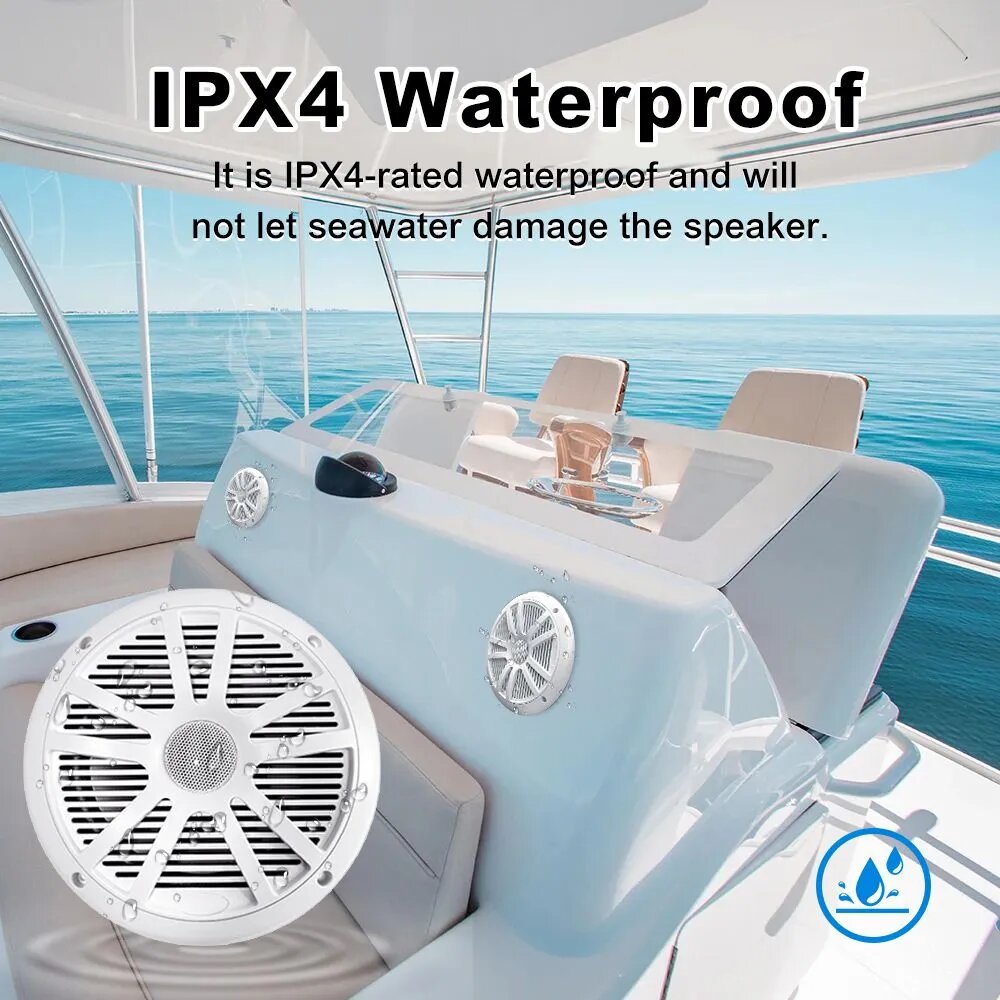 GRANDnavi 2шт. 240 Вт 6.5 дюймов водонепроницаемые динамики для лодок IPX4 с хорошим звуком, простые в установке, широко используемые, SPK651W-2-1 — фото 1