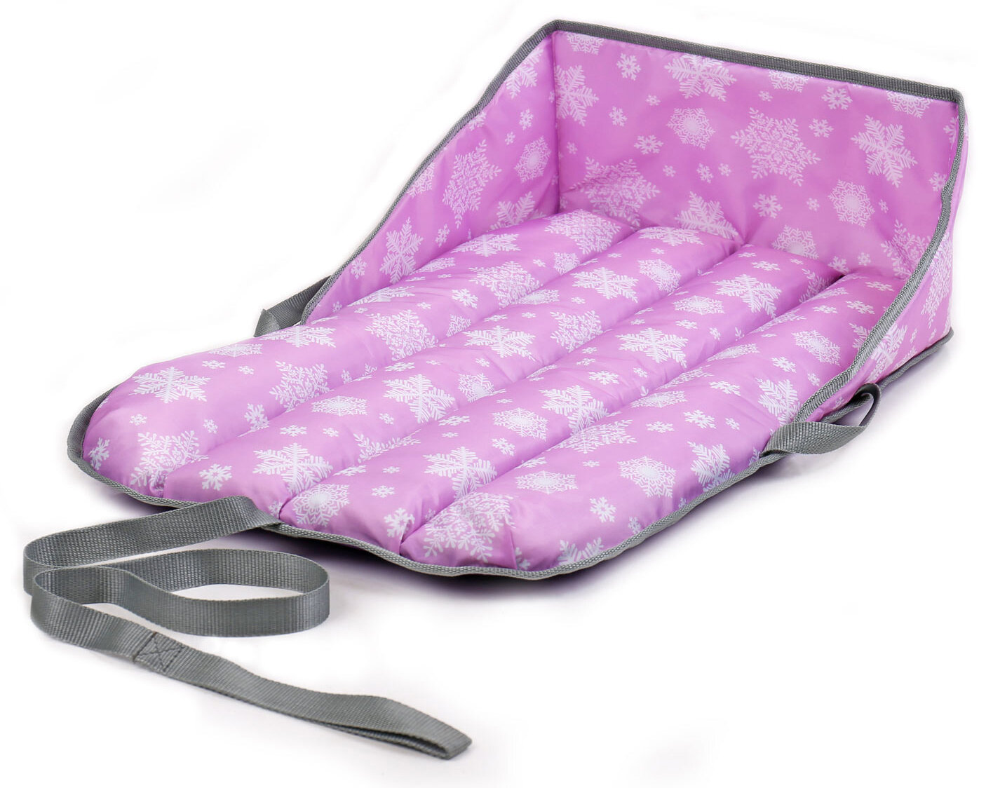 Ледянка мягкая со спинкой НИКА СЛ1/СЖ со снежинками на сиреневом