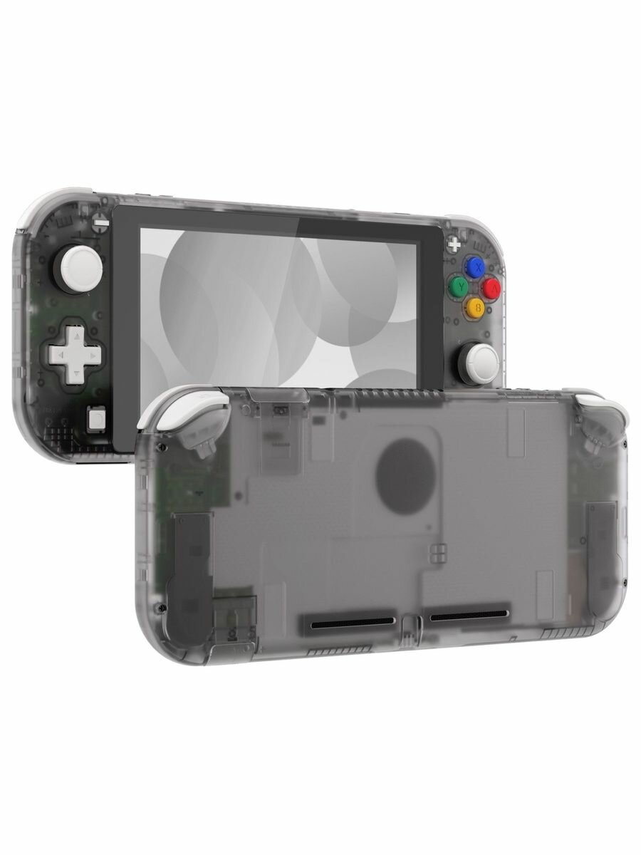 Прозрачный чёрный корпус eXtremeRate для Nintendo Switch Lite (NSL) с защитной плёнкой для экрана комплект для самостоятельной замены