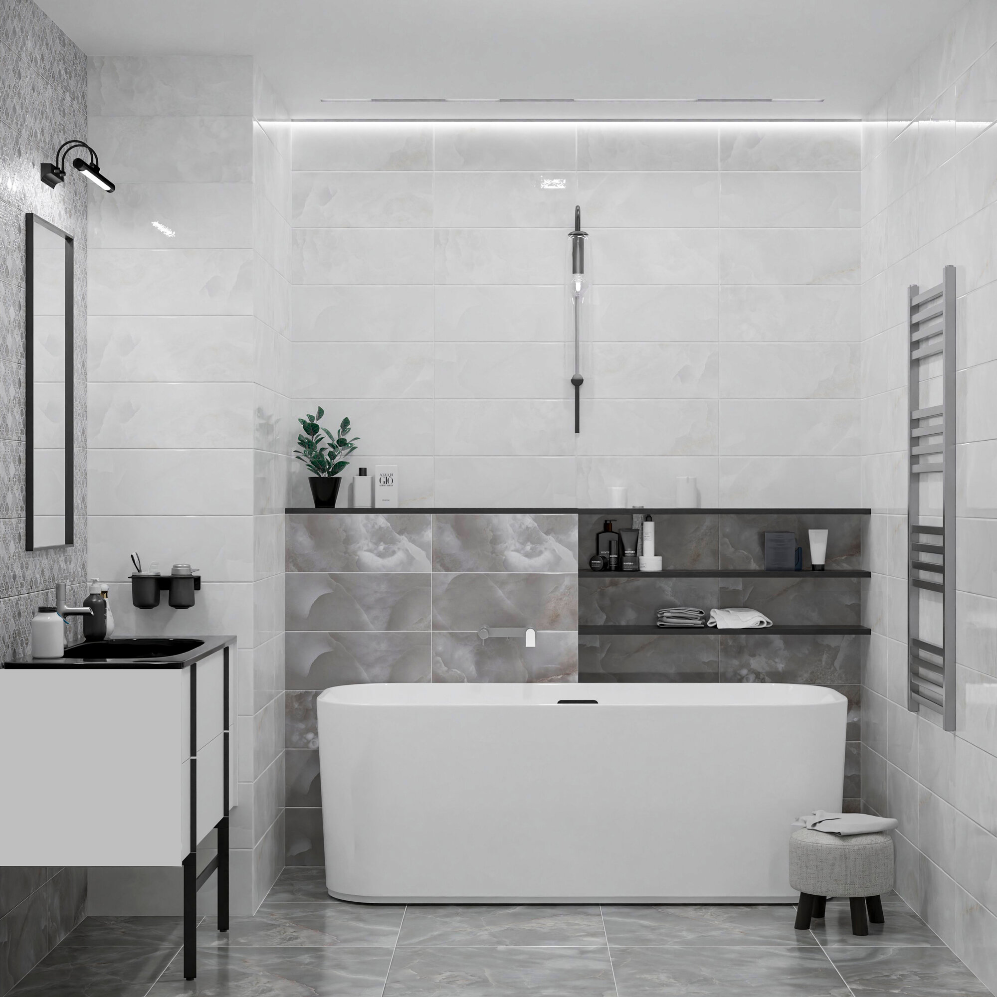 Плитка Настенная Azori Talisman Ornament серый 20,1Х50,5 см 1,62 м²