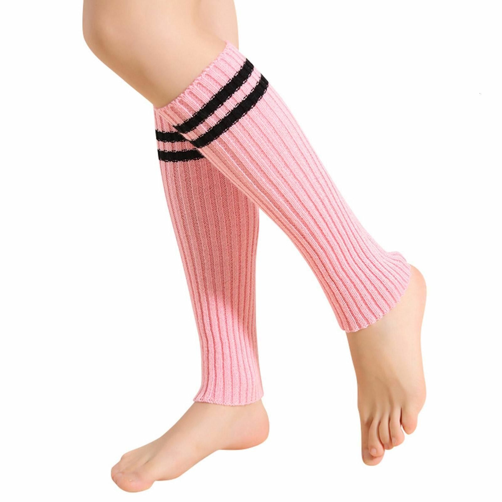 Теплые чулки в полоску, носки с ворсовым ворсом-розовые