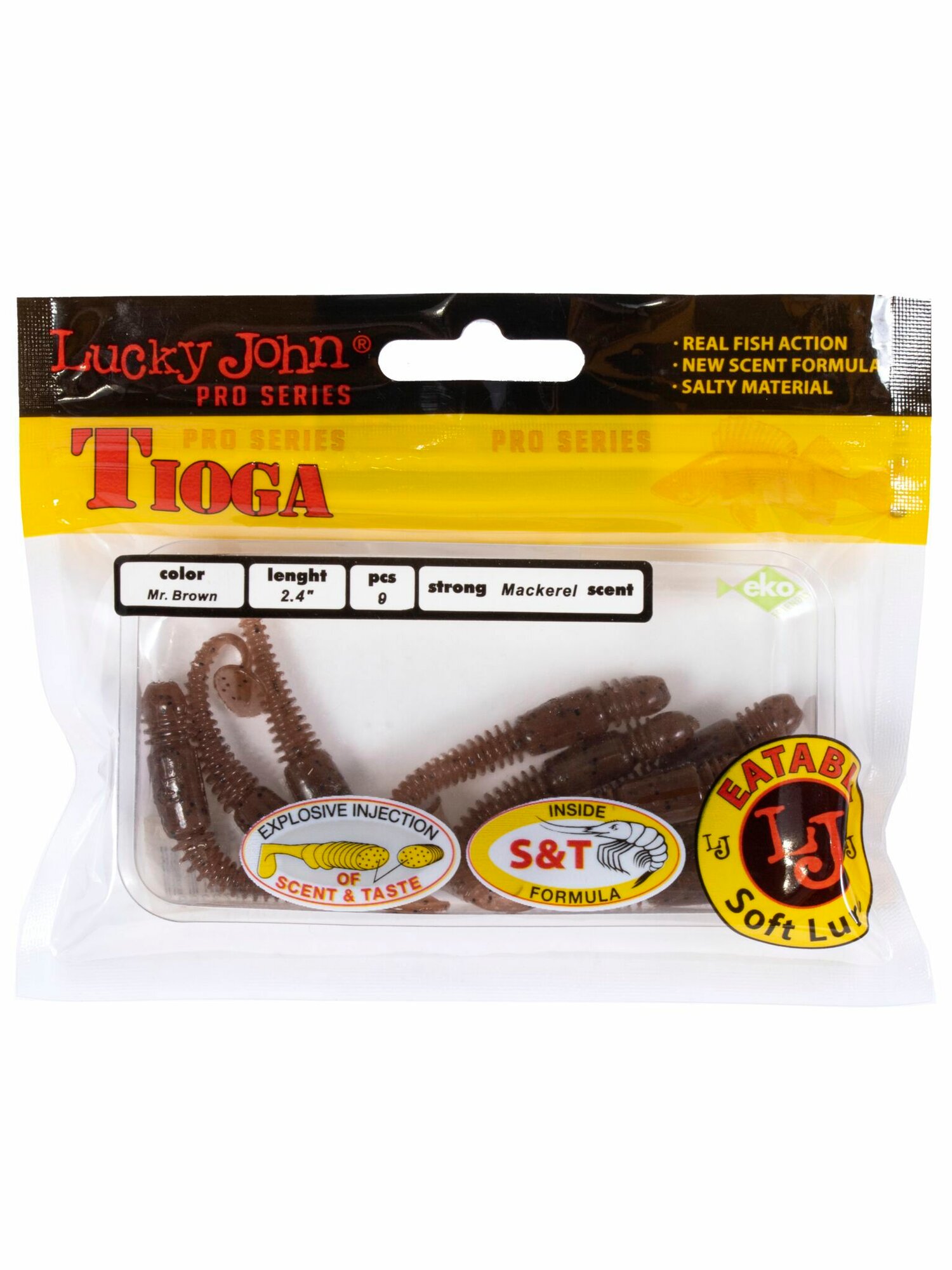 Виброхвосты "съедобные" Lucky John Pro Series TIOGA 2.4in (6,2 см), цвет RA17, 9 шт. / силиконовые приманки для рыбалки