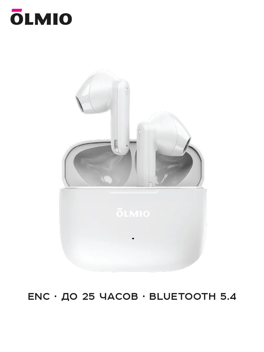 Беспроводные TWS наушники вкладыши Bluetooth 5.4 с ENC, 25 ч, белый