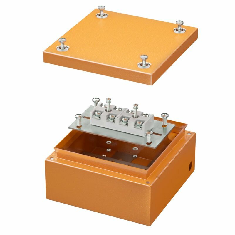 Коробка ответвительная FS 150х150х80мм 4р 450В 20А 10кв. мм нерж. контакт с гладкими стенками и клеммн. IP66 сталь. DKC FSK30410