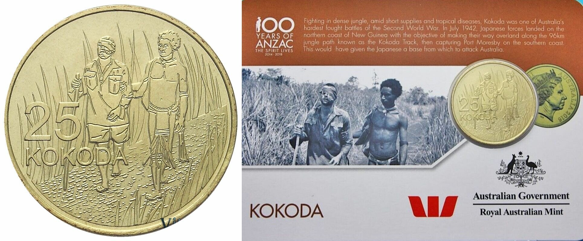 Австралия 25 центов, 2016 От анзак до Афганистана - Битва за Кокоду