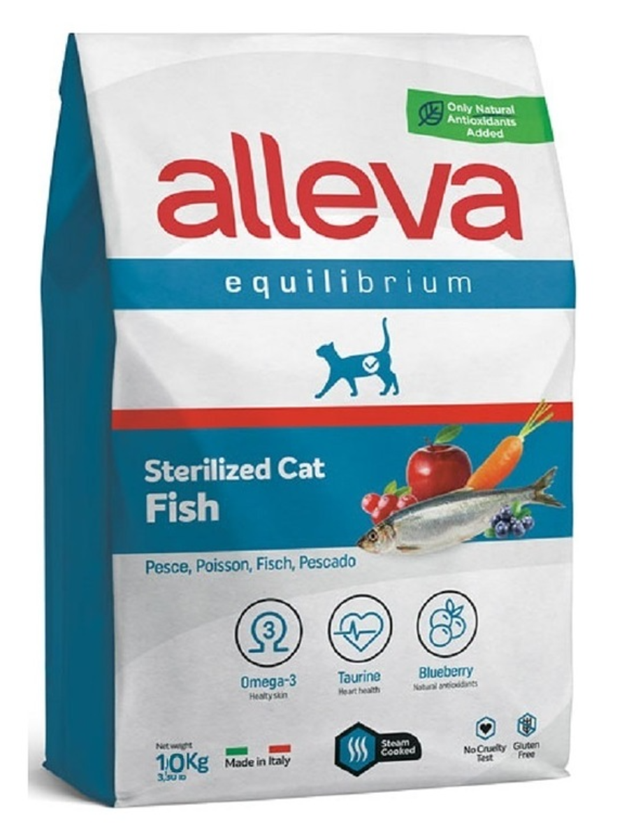 ALLEVA EQUILIBRIUM Корм для кастрированных котов и стерилизованных кошек с рыбой 10 кг