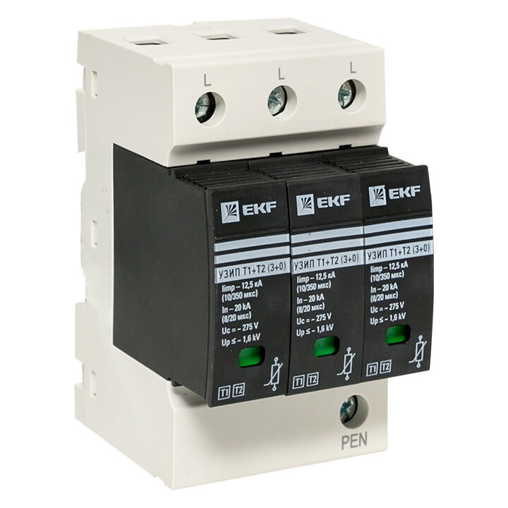Устройство защиты от импульсных перенапряжений Т1+Т2 Iimp-12,5kA In-20kA Uc-275В 3+0 PROxima () EKF OV12-3-503 (1 шт.)