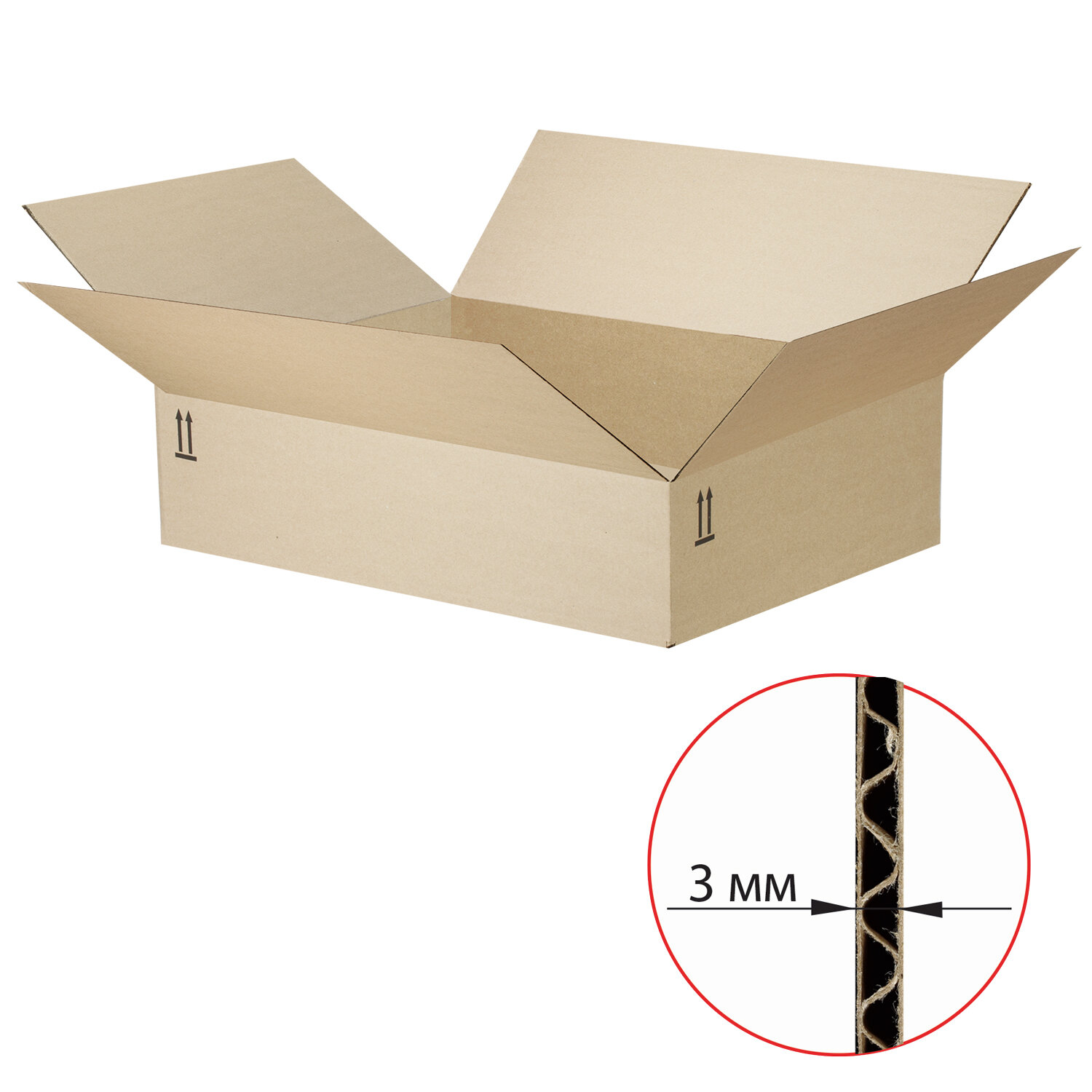 Упаковка 10 шт. Гофрокороб, длина 500 мм х ширина 370 мм х высота 120 мм, марка Т22, профиль В, FEFCO 0202 / ГОСТ, исполнение Б, 503211