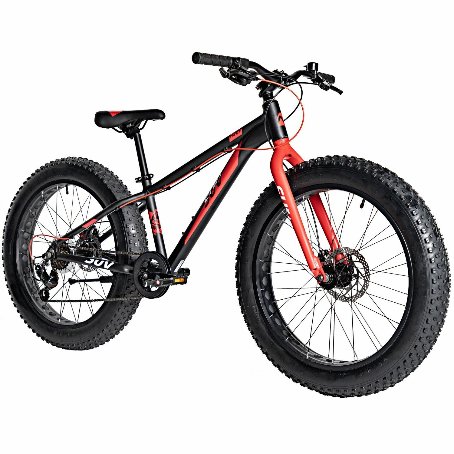Велосипед NOVATRACK FATBIKE 24" SUV алюм. рама 13, графит, 7-скор, TY200/TS38, диск. торм. STG