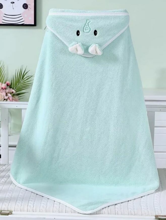 Полотенце-уголок махровое детское 80х80 см пончо с капюшоном