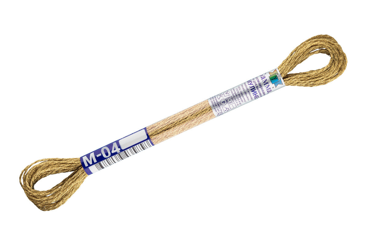 Мулине "Gamma" SM металлик 100% полиэстер 8 м М-04 св. золотой