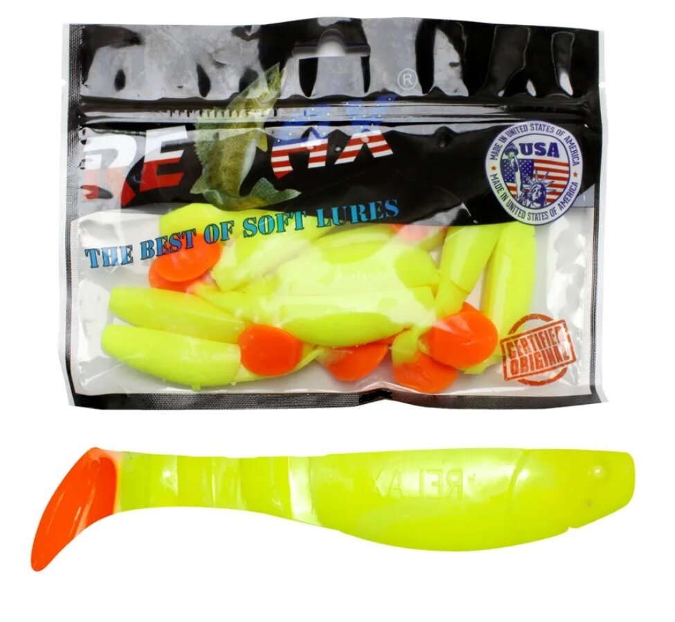 Мягкая силиконовая приманка риппер RELAX KOPYTO TAIL L 4, 10,0cm 13,8g цвет T016 (Silk, Orange, Tail) 1 уп. по 10 шт.