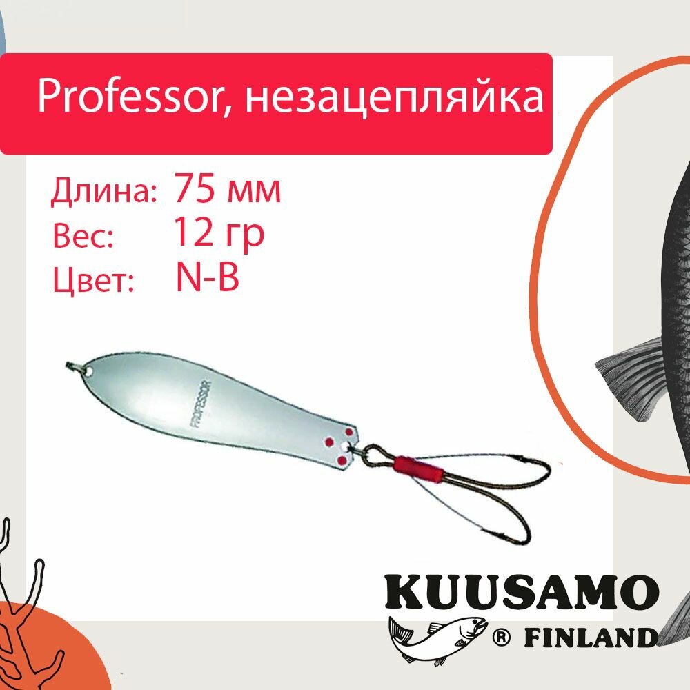Блесна для рыбалки Kuusamo Professor 3, 75/12 незацепляйка, N-B (колеблющаяся)