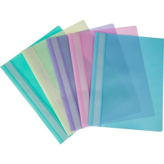 Скоросшиватель Attache пластиковый Акварель 10шт/уп глб, бир, жлт, срн, роз