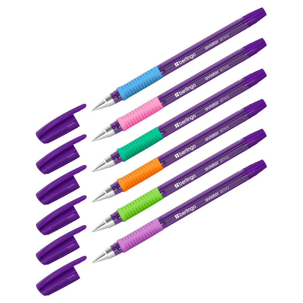 Ручка шариковая Berlingo "Aviator Envy" синяя, 0,7мм, грип, туба, 364121