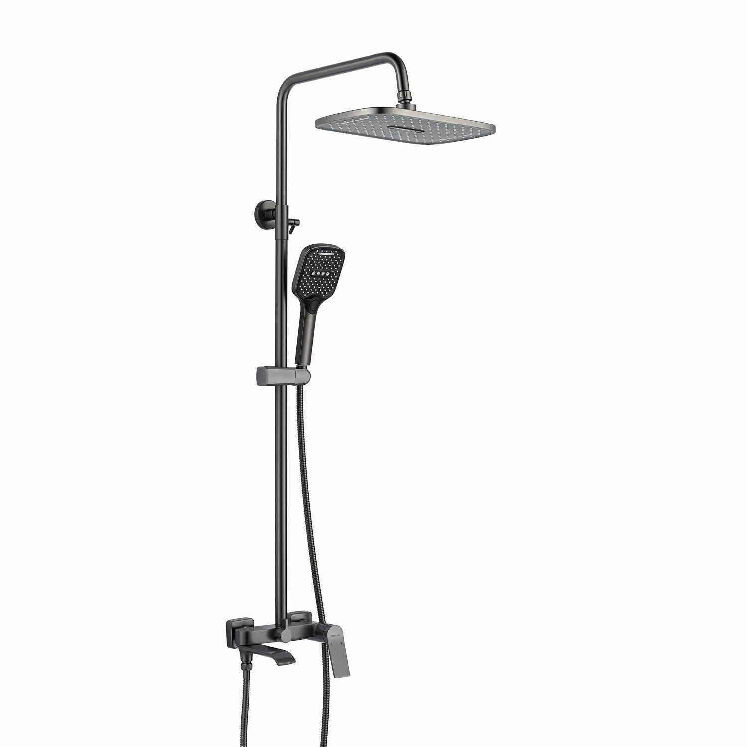 Душевая система для ванны однорычажная Shevanik S4136T, Оружейная сталь