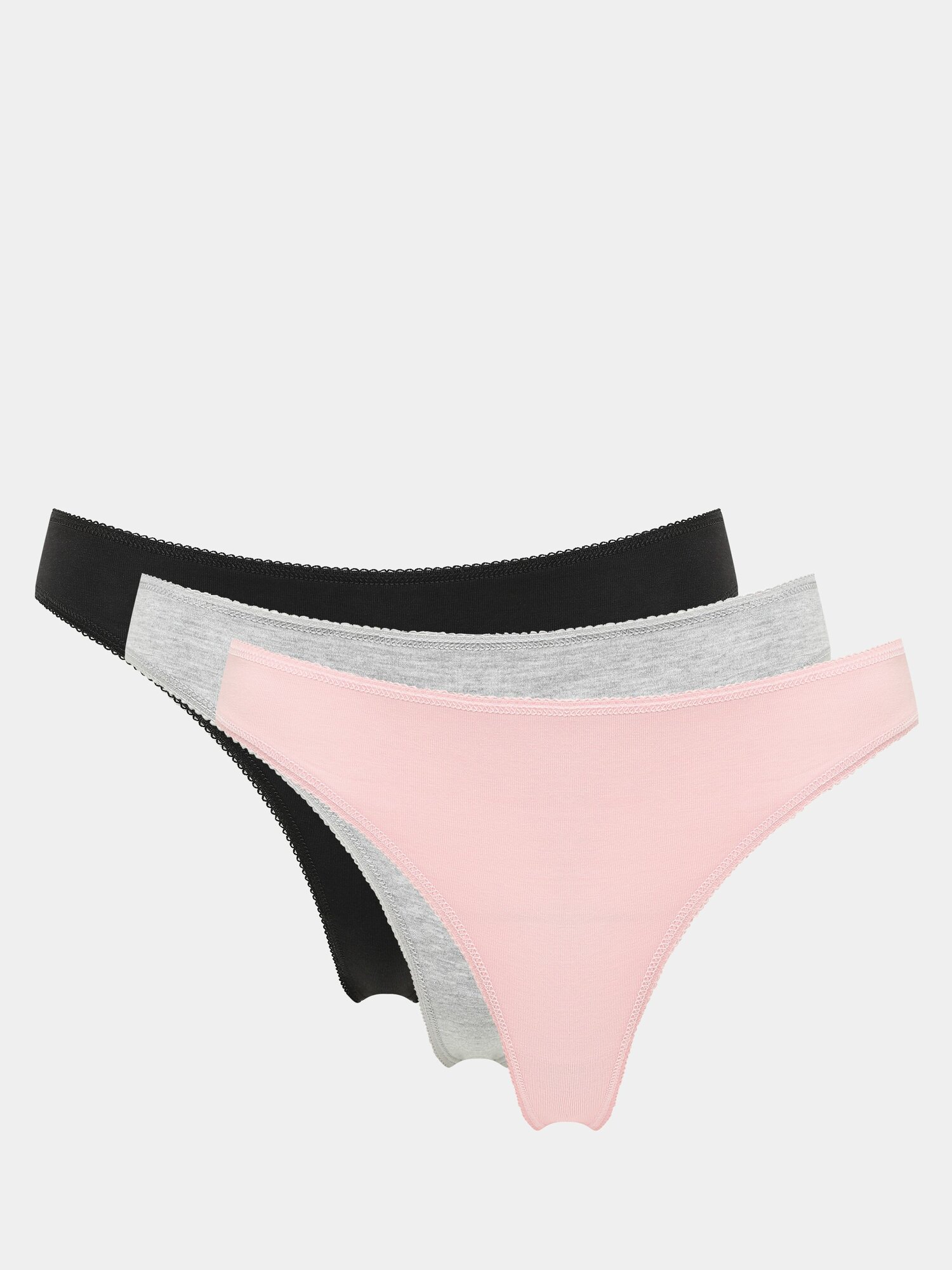 Трусы JUST CLOTHES, комплект из 3 шт., размер XS, черный/серый/розовый — фото 1