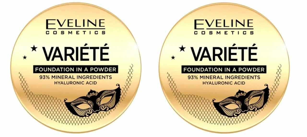 EVELINE Пудра компактная минеральная для лица Variete, тон № 12 Natural, 8гр - 2 штуки