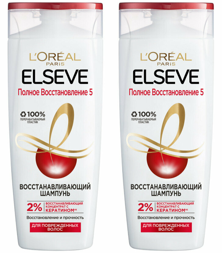 Шампунь L'Oreal, Полное Восстановление 5 Ослабленные и поврежденные, 400 мл, 2 шт