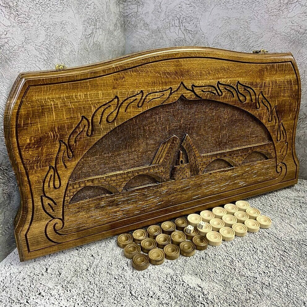 Нарды резные без ручки Мосты, 60х31х5.5 см, бук, Саргсян