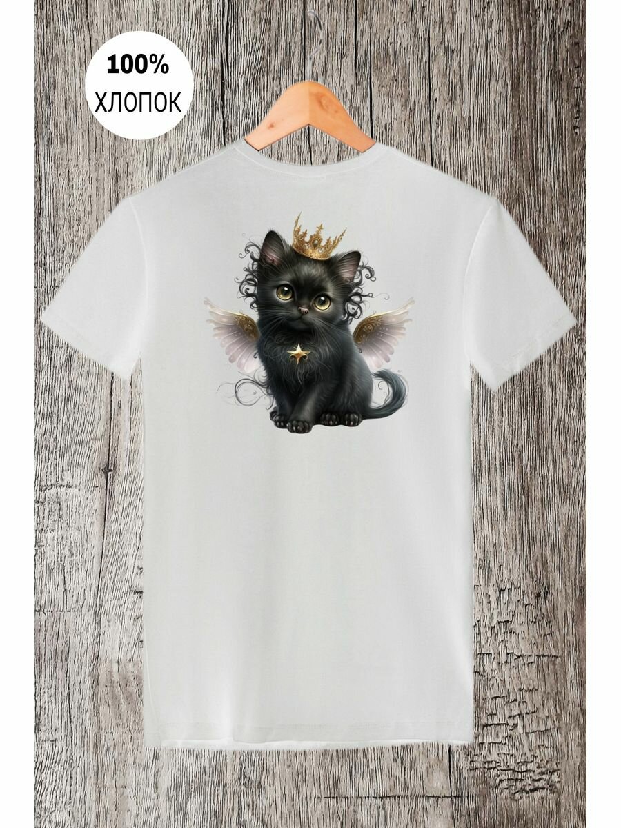 Футболка кошка ангел крылья золото