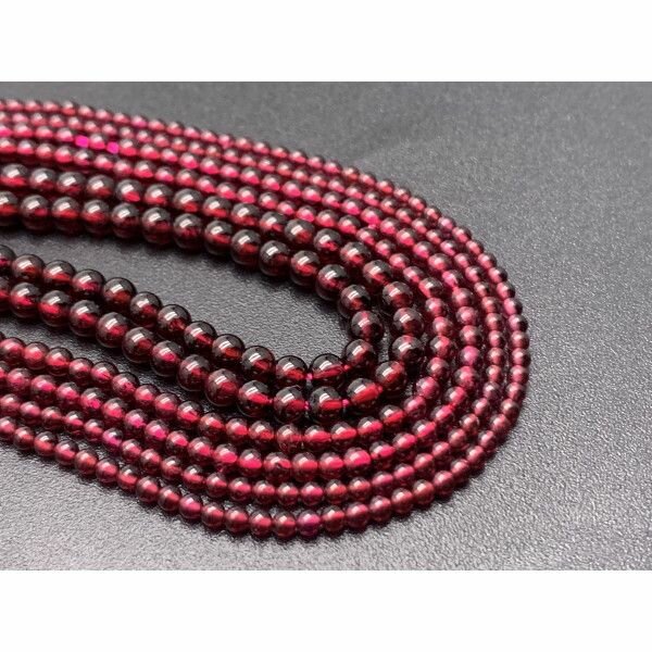 Каменные бусины, Гранат, шарик гладкий, 2 мм, длина нити 38 см, около 190 бусин