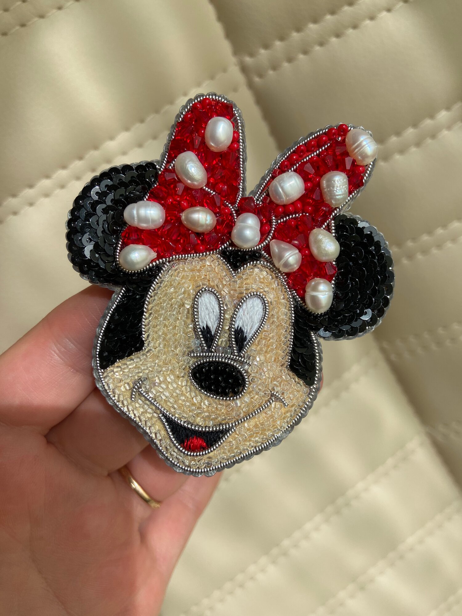 Брошь, жемчуг пресноводный, хрусталь