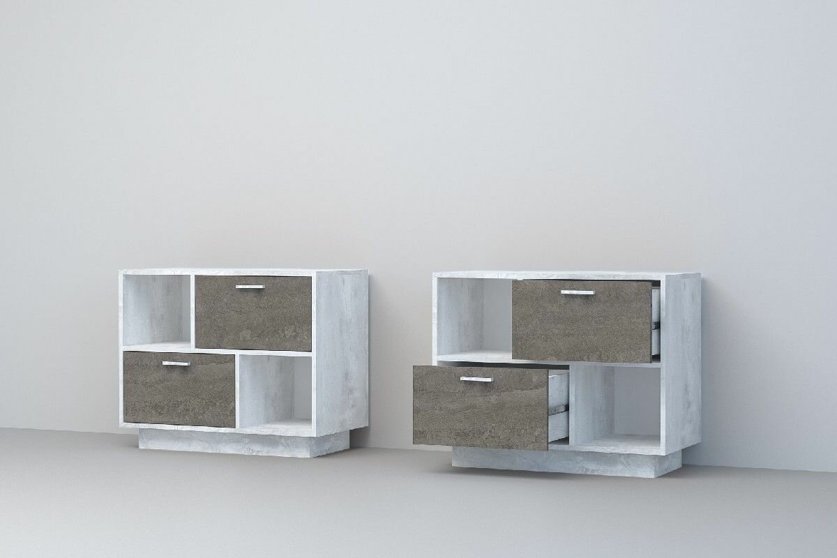 Тумба "ЭГО" Т-1 (ПД) Бетон Светлый/Камень Темный