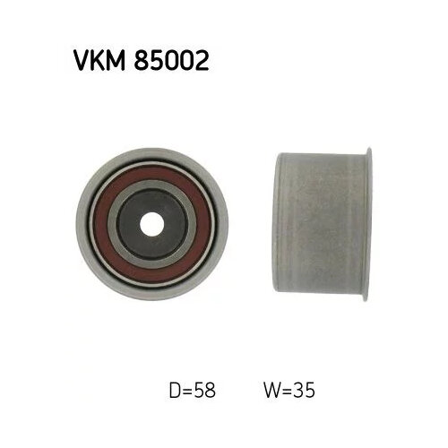 Ролик обводной ремня ГРМ зубчатый для автомобиля Dodge Chrysler Hyundai Mitsubishi, SKF VKM 85002 (1 шт.)